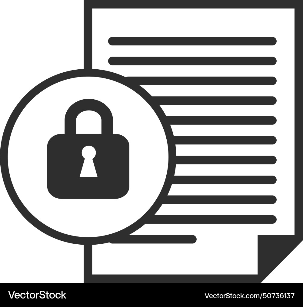 Locked document icon privacy protection linear Vector Image
