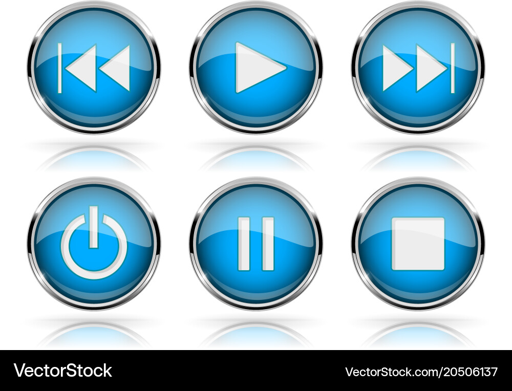 Media Playback Buttons - Blue Glass Royalty Free Vector