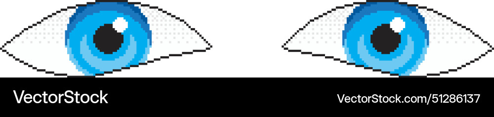 Pixel art cartoon eyes design Royalty Free Vector Image