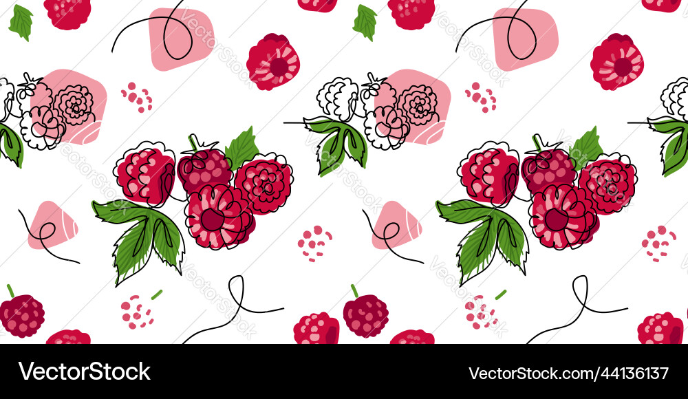 Raspberry pattern one continuous line art Vector Image