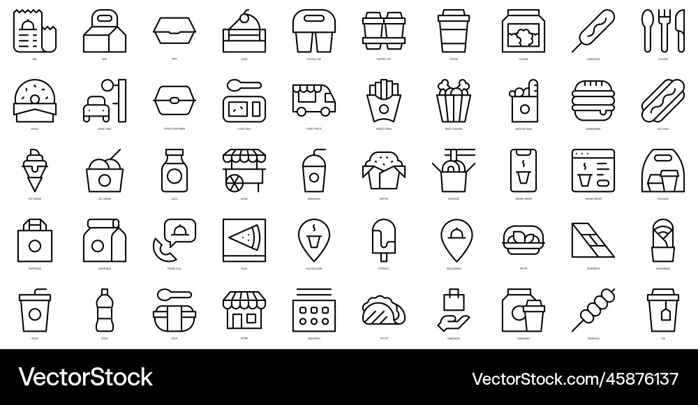 Set of thin line take away icons Royalty Free Vector Image