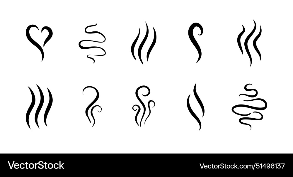 Smells line hot air icon set aroma Royalty Free Vector Image