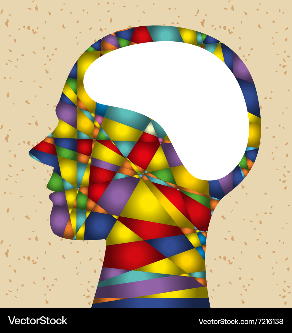 Abstract head with brain Royalty Free Vector Image