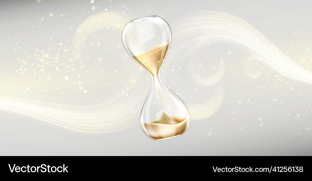 Background with sand hourglass glass timer Vector Image