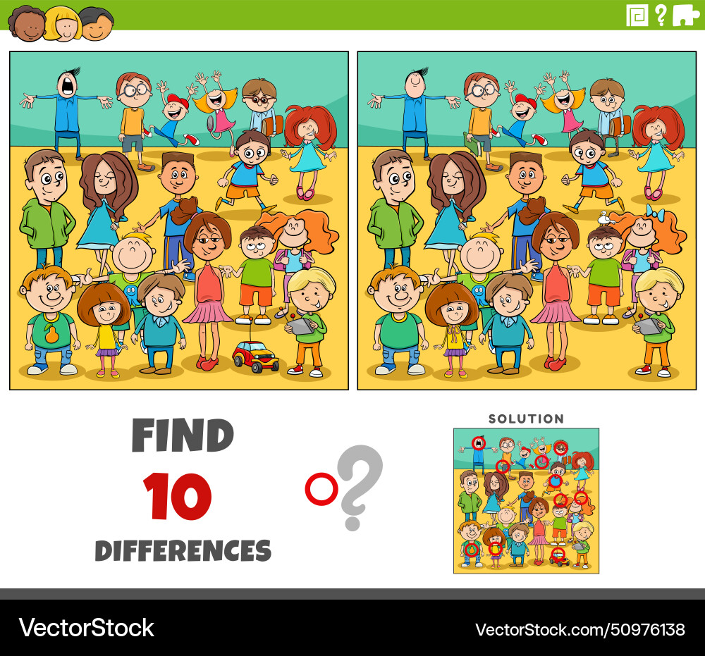 Differences activity with cartoon children Vector Image