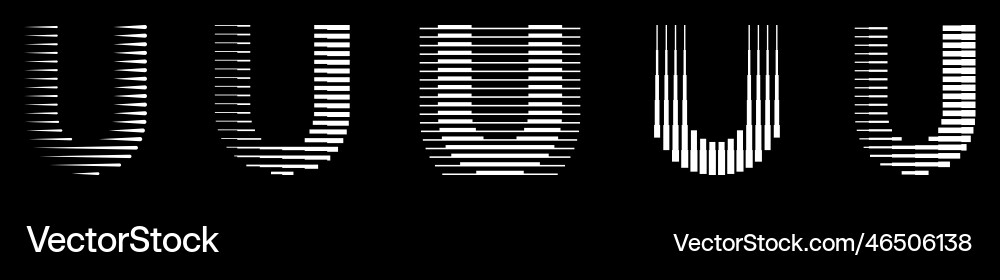 Geometric U Monogram Stripe Logo Royalty Free Vector Image