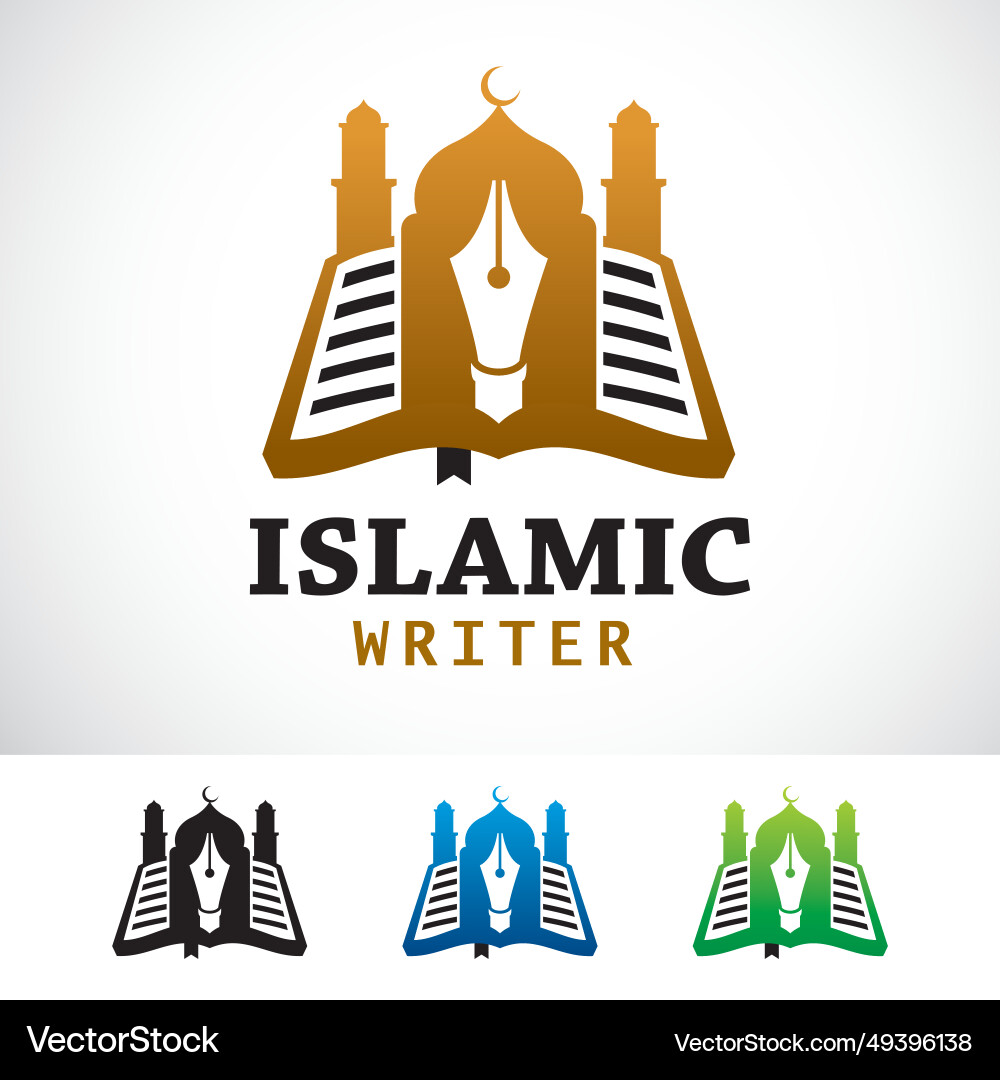 Islamic writer logo design template Royalty Free Vector