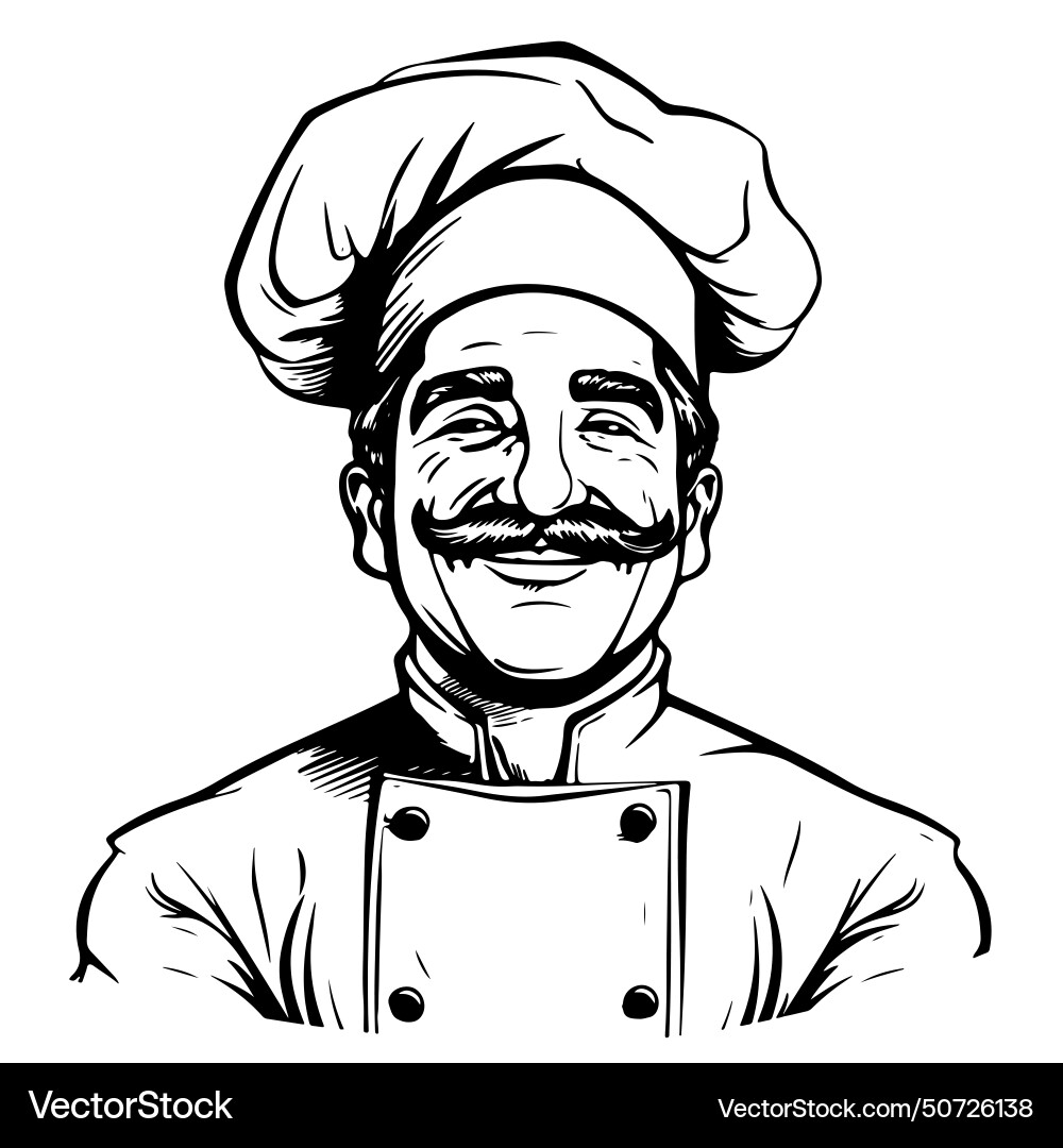 Italian chef hand drawn sketch Royalty Free Vector Image