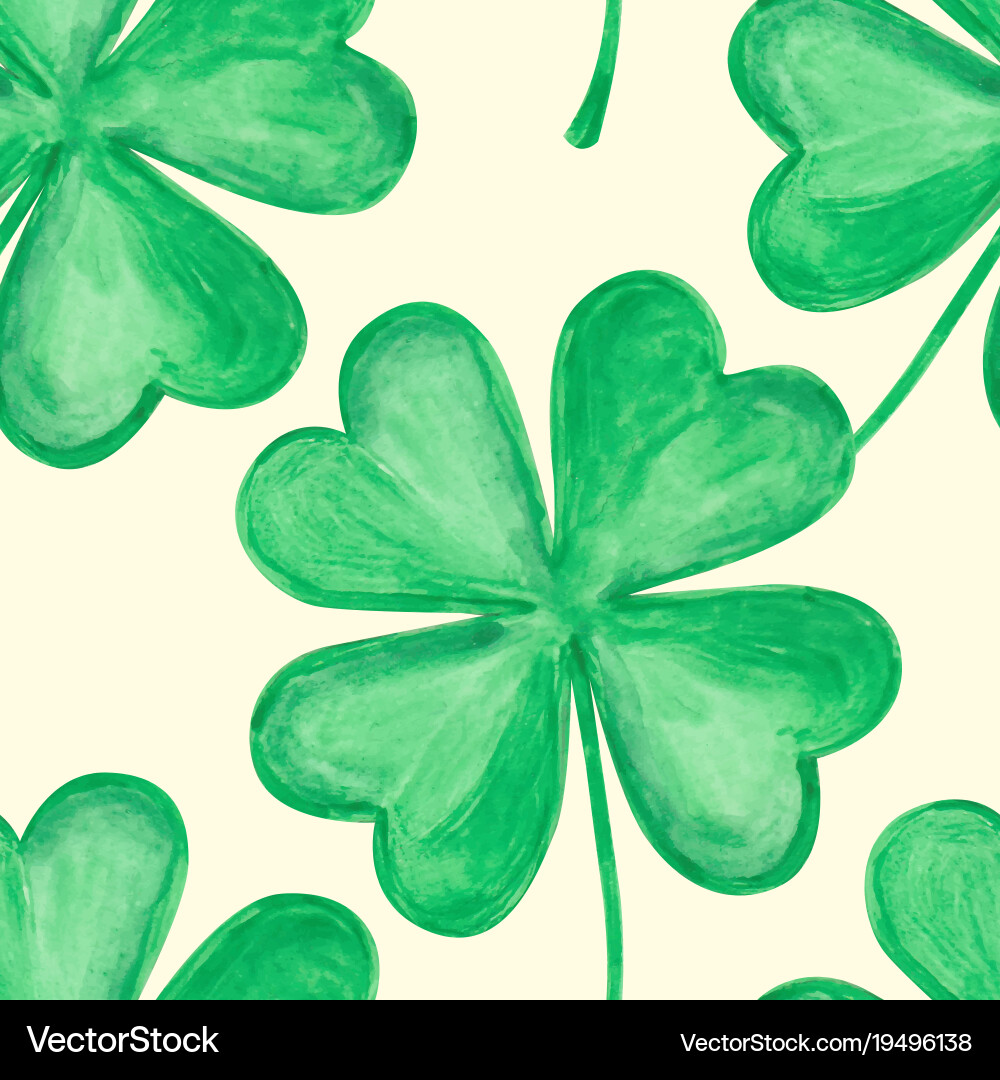 Watercolor Four Leaf Clover Pattern Royalty Free Vector