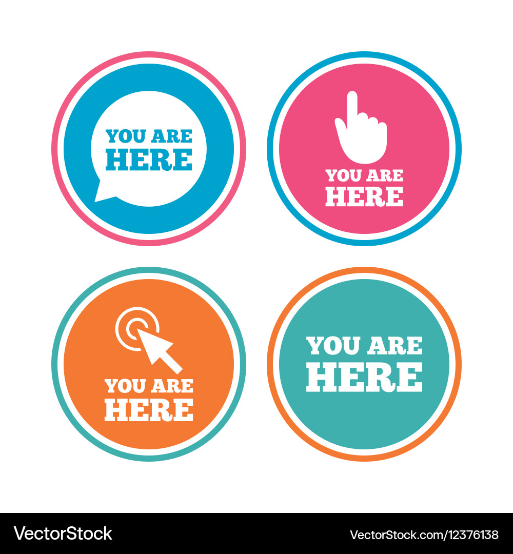 You are here icons info speech bubble sign Vector Image
