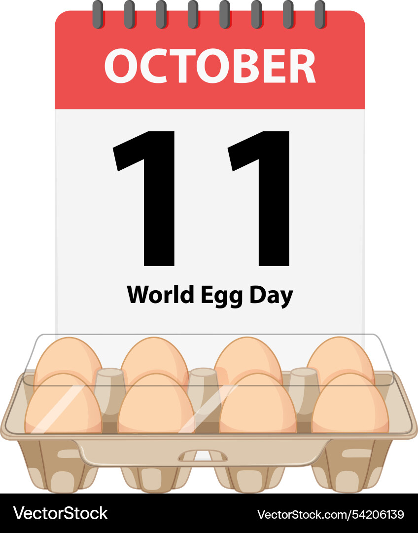 Calendar page with eggs in a carton Royalty Free Vector
