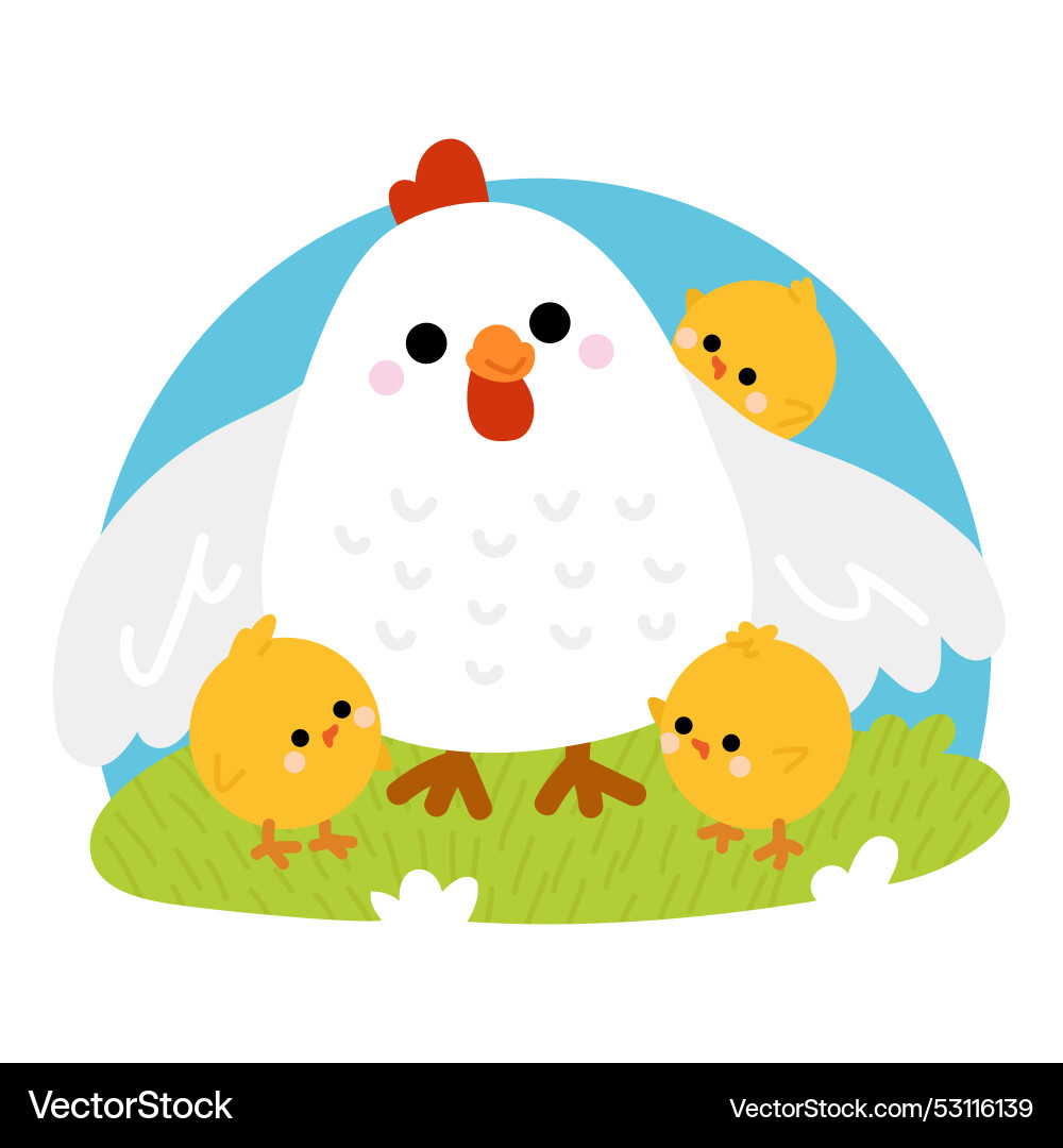 Cartoon characters chicken and small Royalty Free Vector