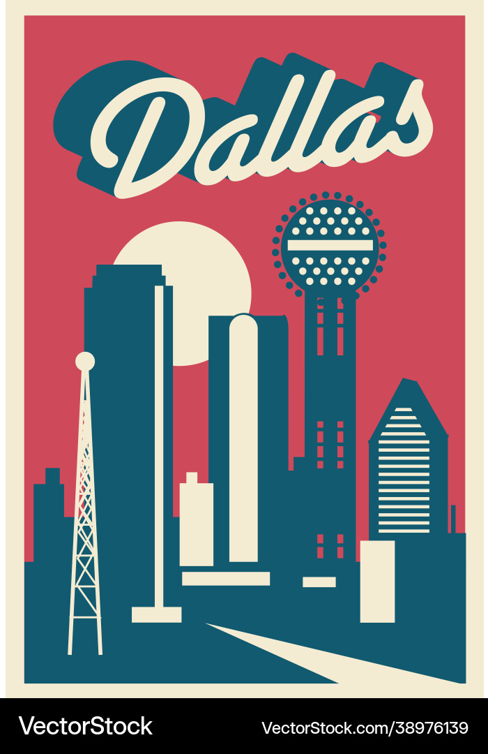 Dallas Skyline Postcard Royalty Free Vector Image
