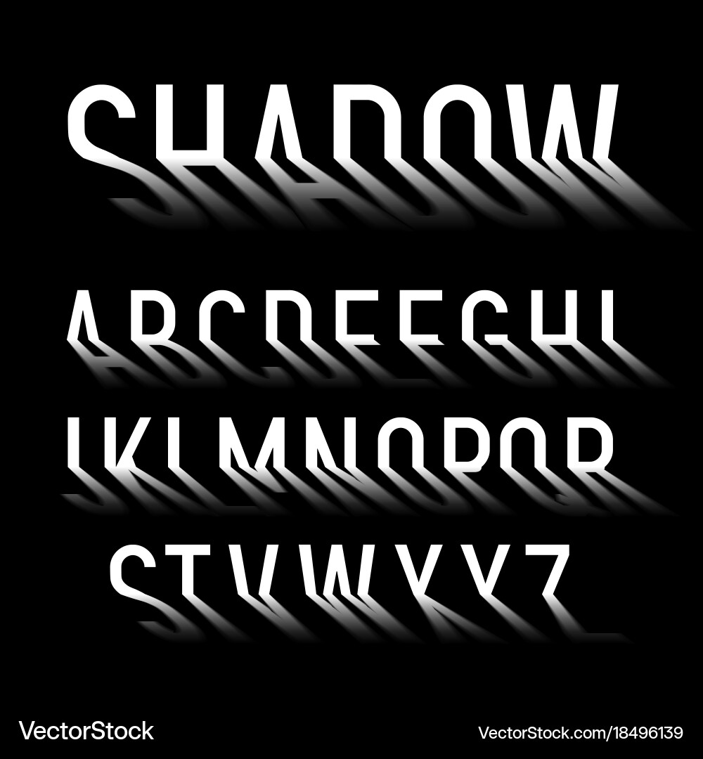 Dramatic Long Shadow Typeface Royalty Free Vector Image