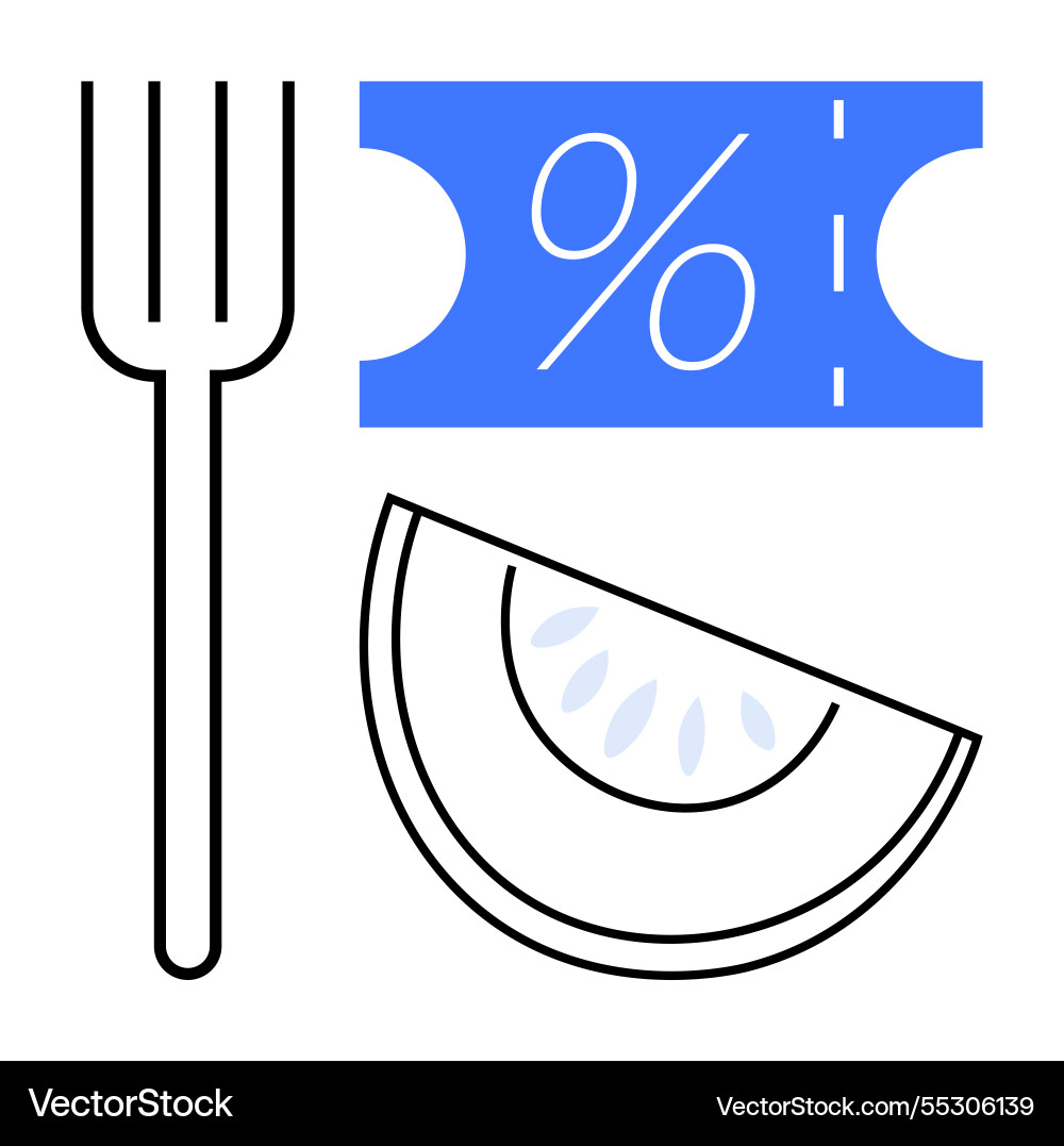 Fork discount ticket and watermelon slice Vector Image