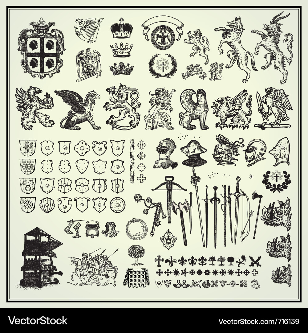 Heraldic elements collection Royalty Free Vector Image