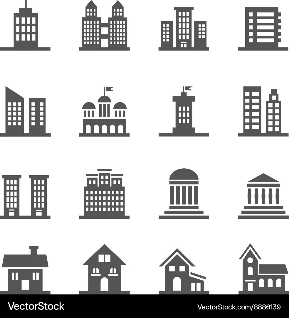 House & Building Icons Set Royalty Free Vector Image