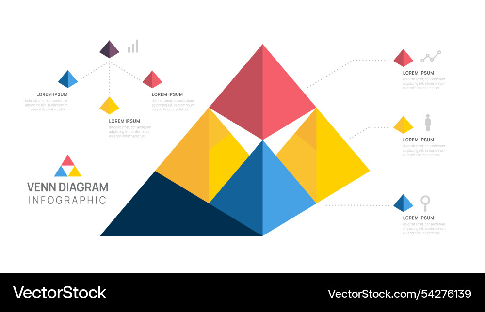 Infographic pyramid venn diagram chart template Vector Image