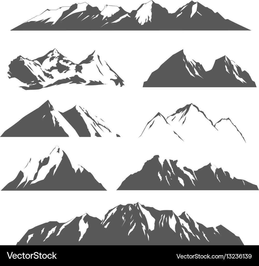 Set of mountains on white Royalty Free Vector Image