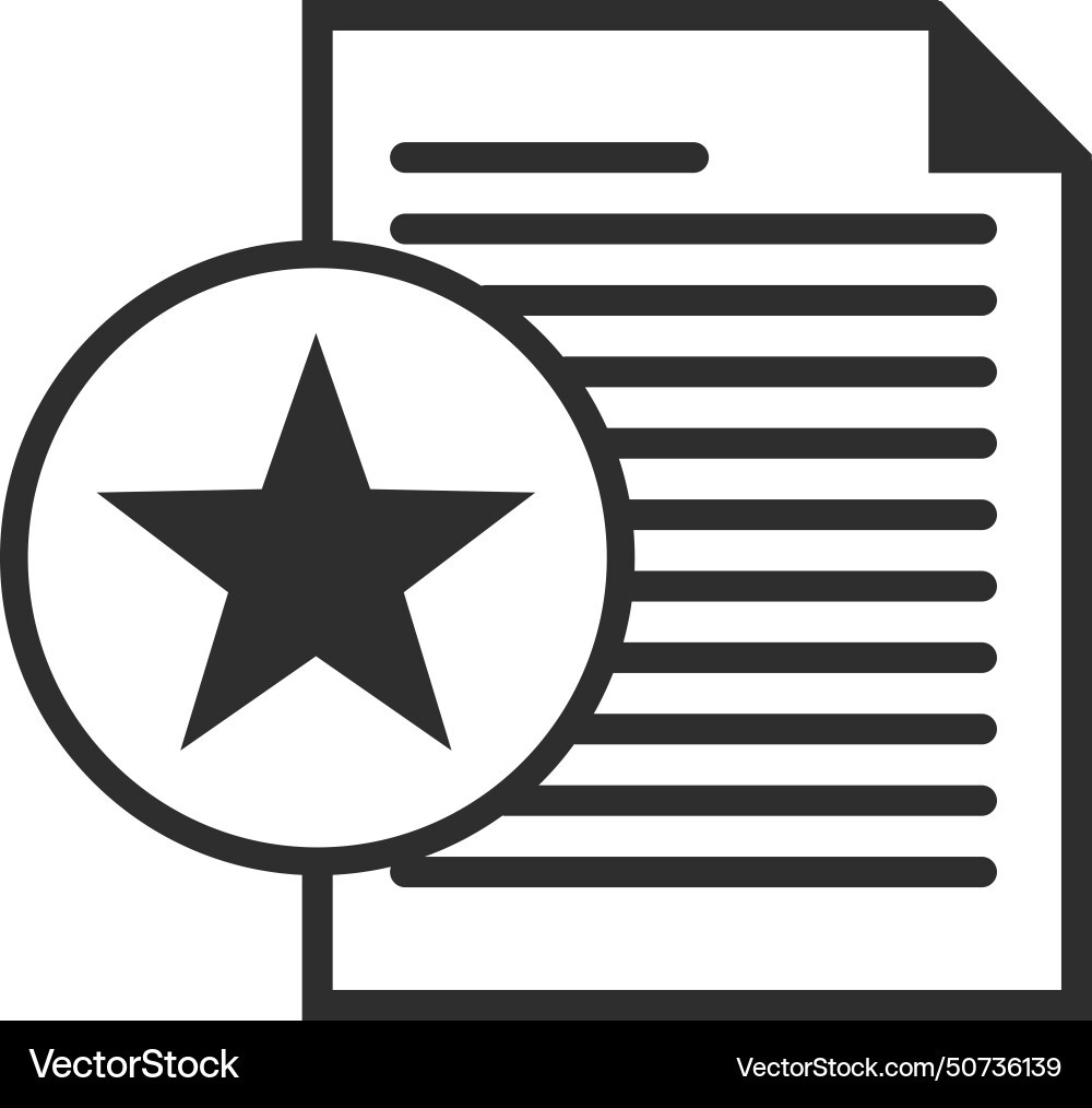 Starred document page important paper bookmark Vector Image