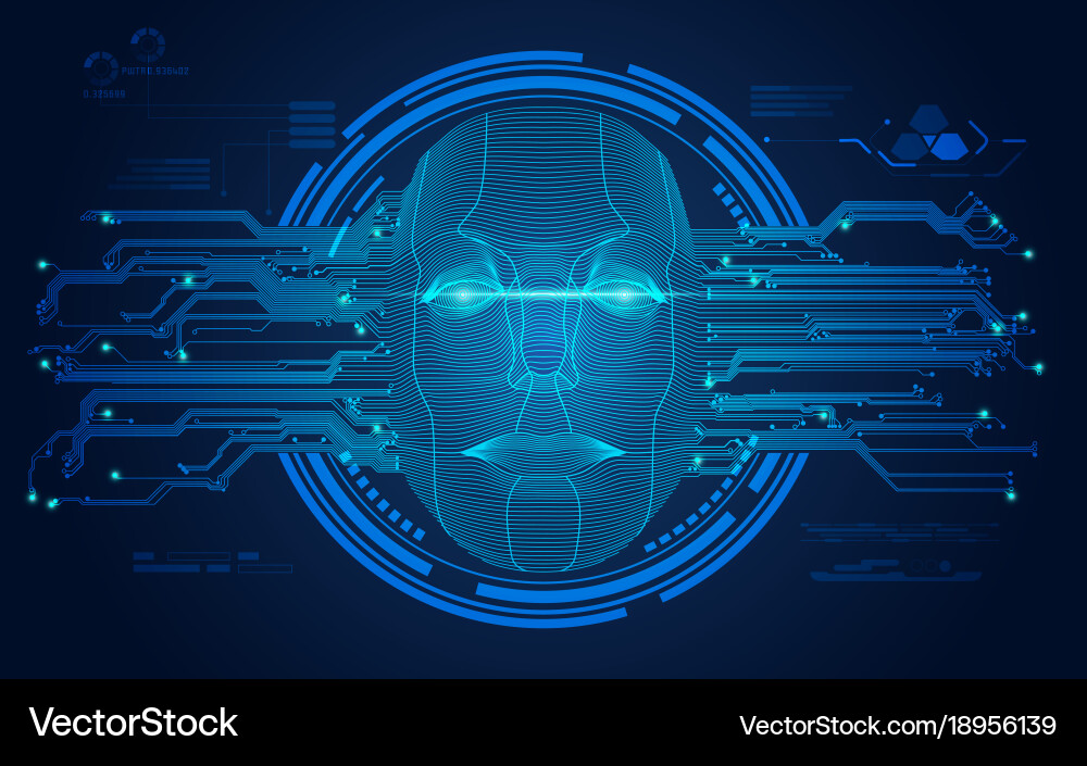 Techno face Royalty Free Vector Image - VectorStock