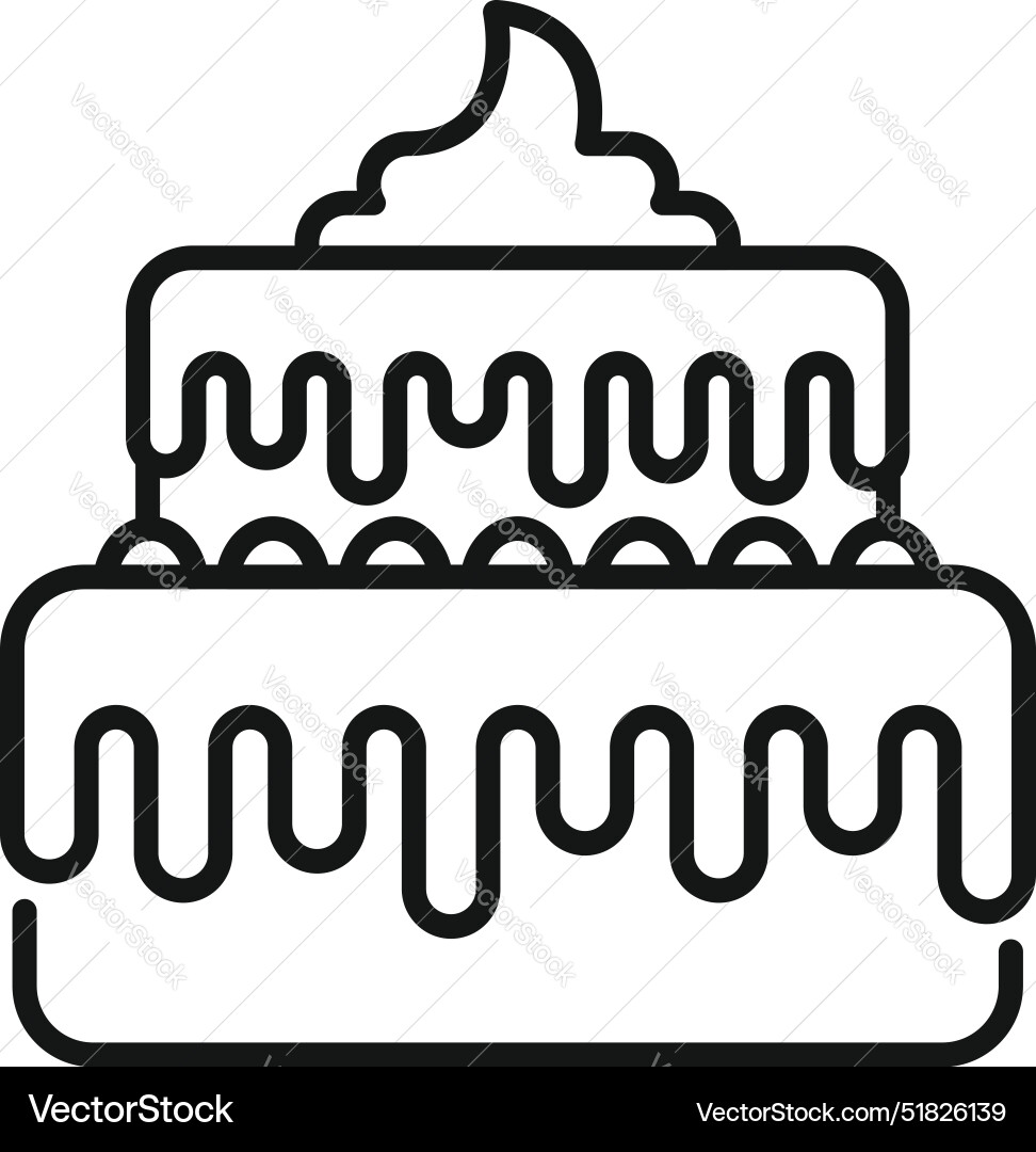 Two tier birthday cake with icing dripping down Vector Image