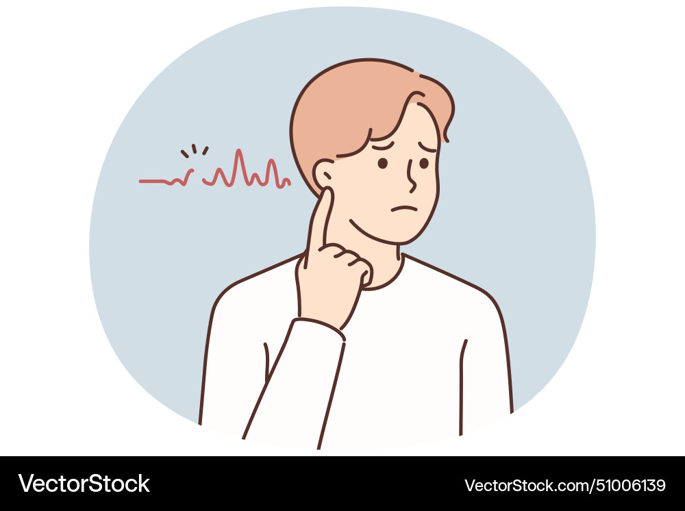 Unhealthy man suffer from hearing disability Vector Image