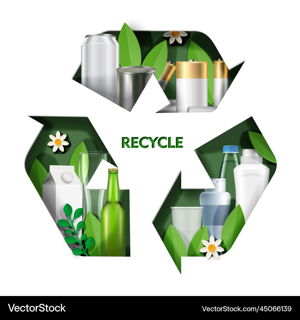 Waste recycle icon garbage reuse symbol Royalty Free Vector