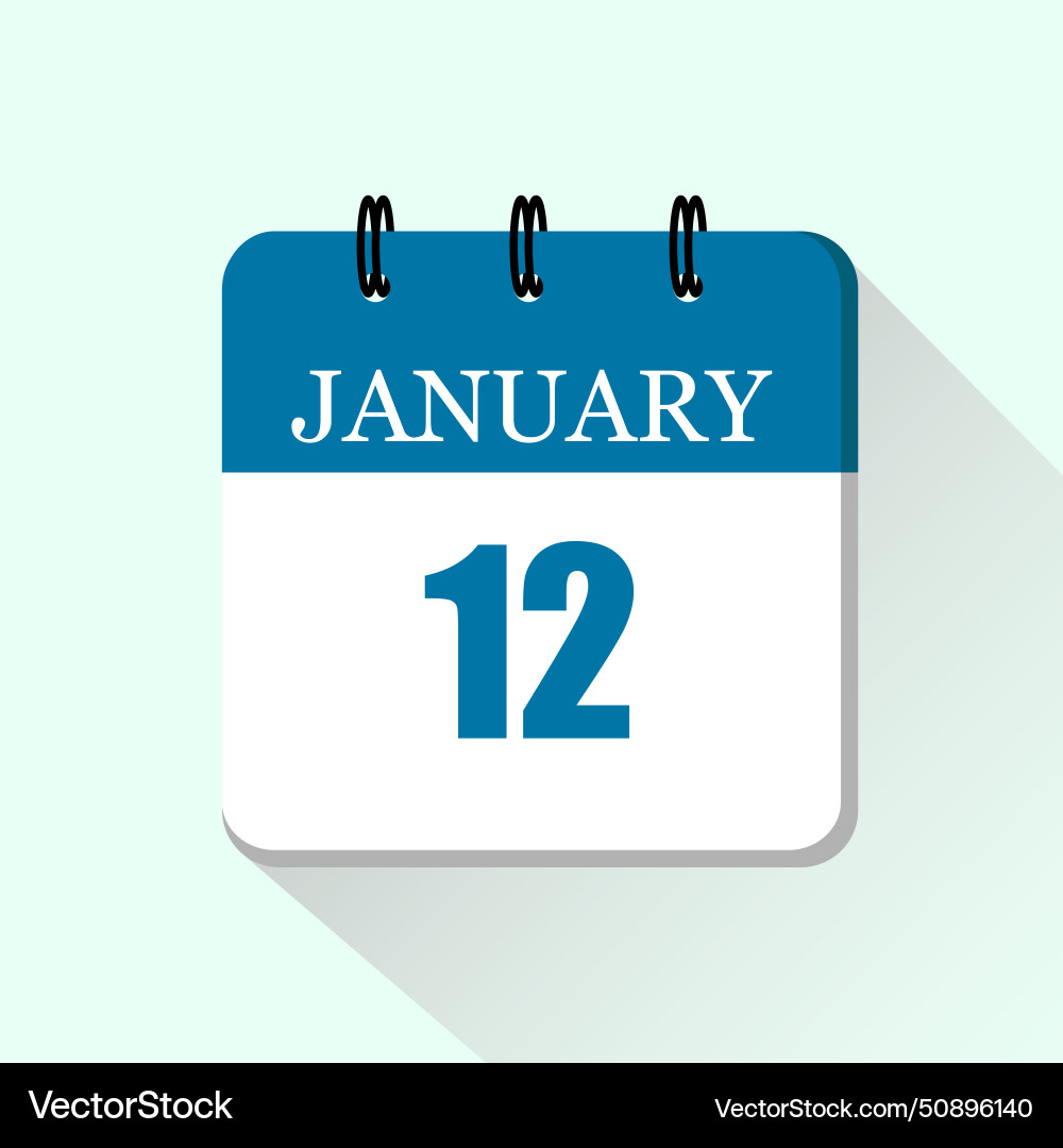 12 january flat daily calendar icon Royalty Free Vector