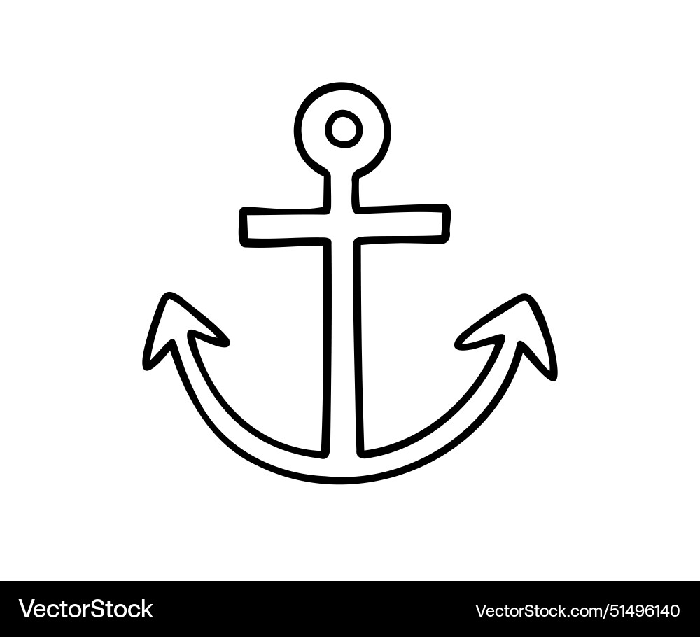 Anchor doodle outline hand drawn icon Royalty Free Vector