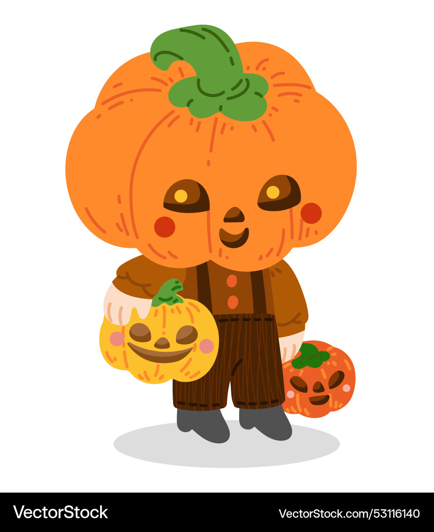 Cartoon halloween pumpkin boy Royalty Free Vector Image