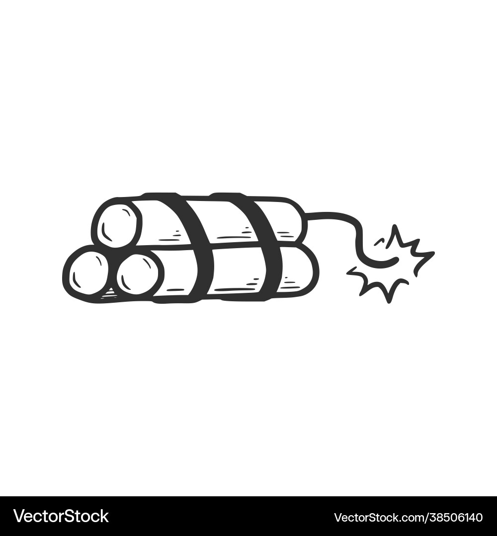 Hand drawn dynamite with fire element Royalty Free Vector