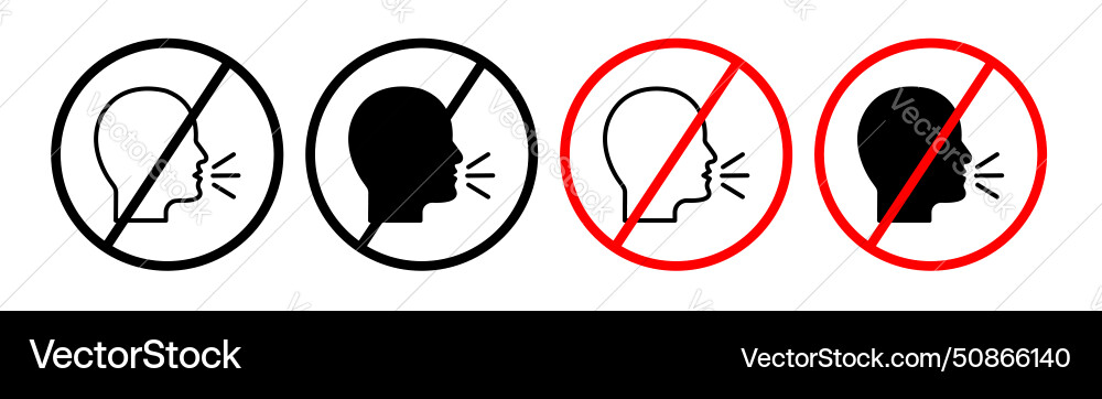 No talking sign icon set silence and quiet symbol Vector Image
