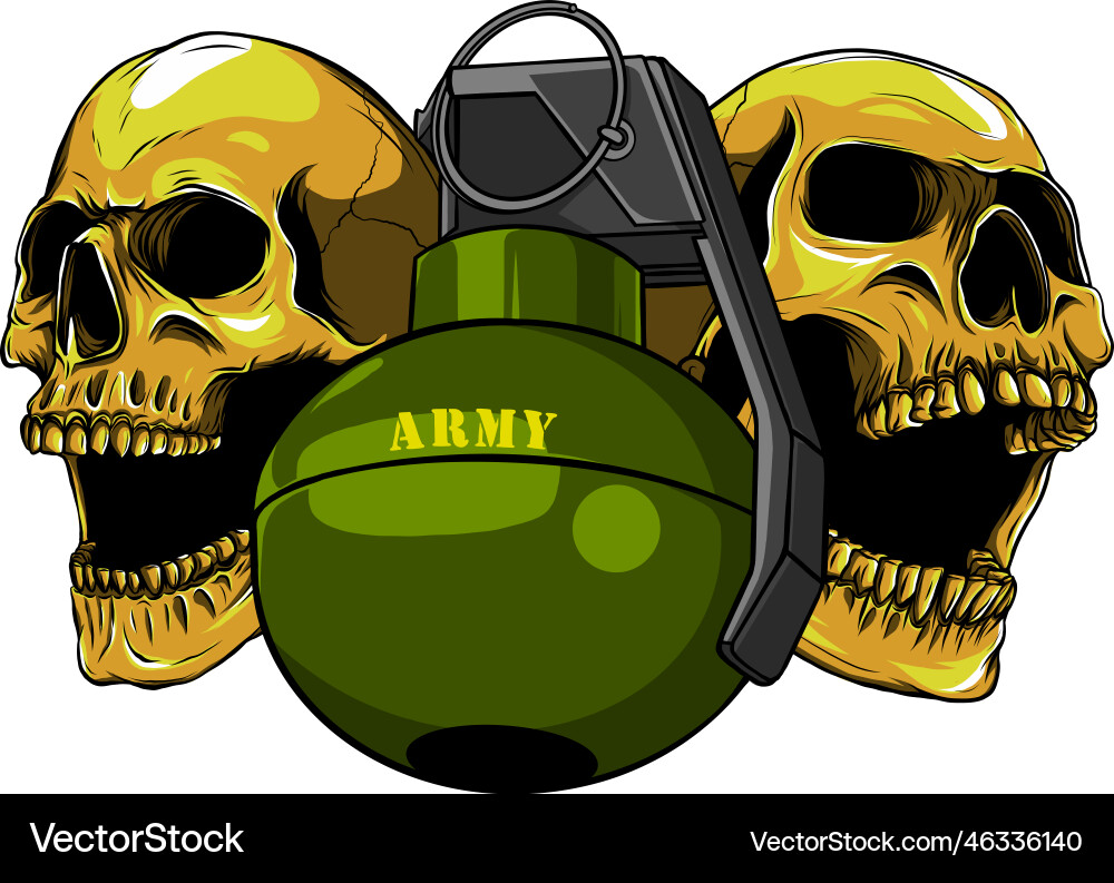 Skull with hand grenade top Royalty Free Vector Image