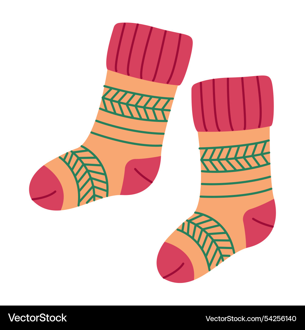 Warm socks hand drawn flat style isolated Vector Image