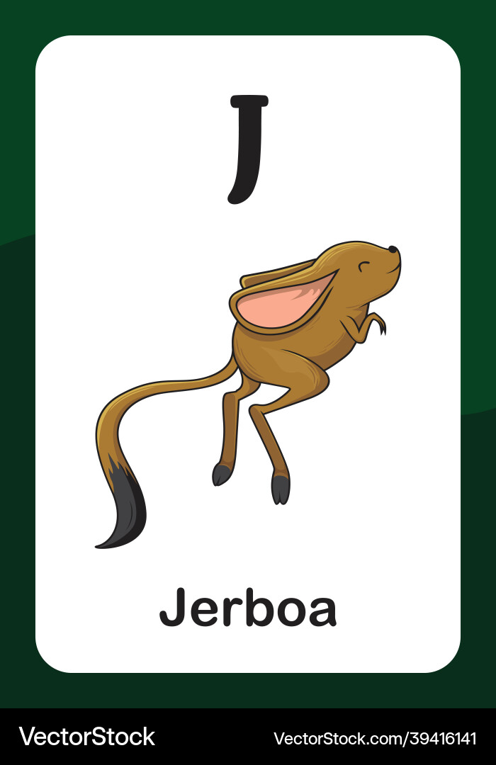 Animal alphabet flash card - j for jerboa Vector Image