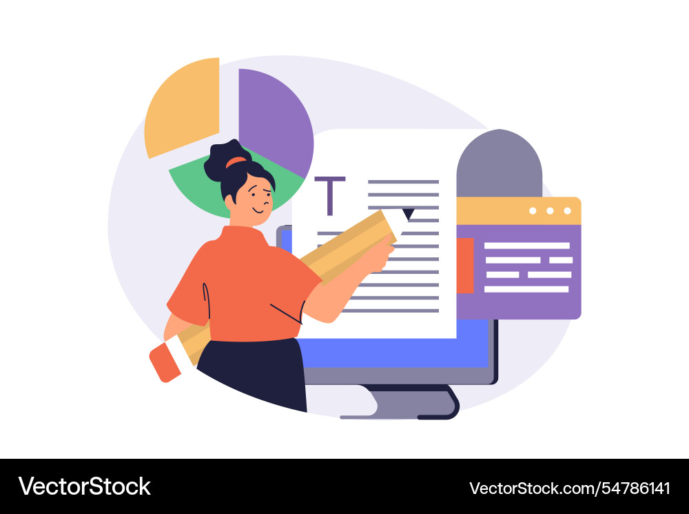 Copywriter web concept with flat cartoon people Vector Image
