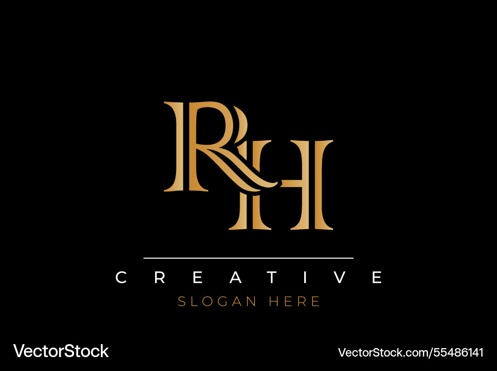 Creative rh luxury logo Royalty Free Vector Image