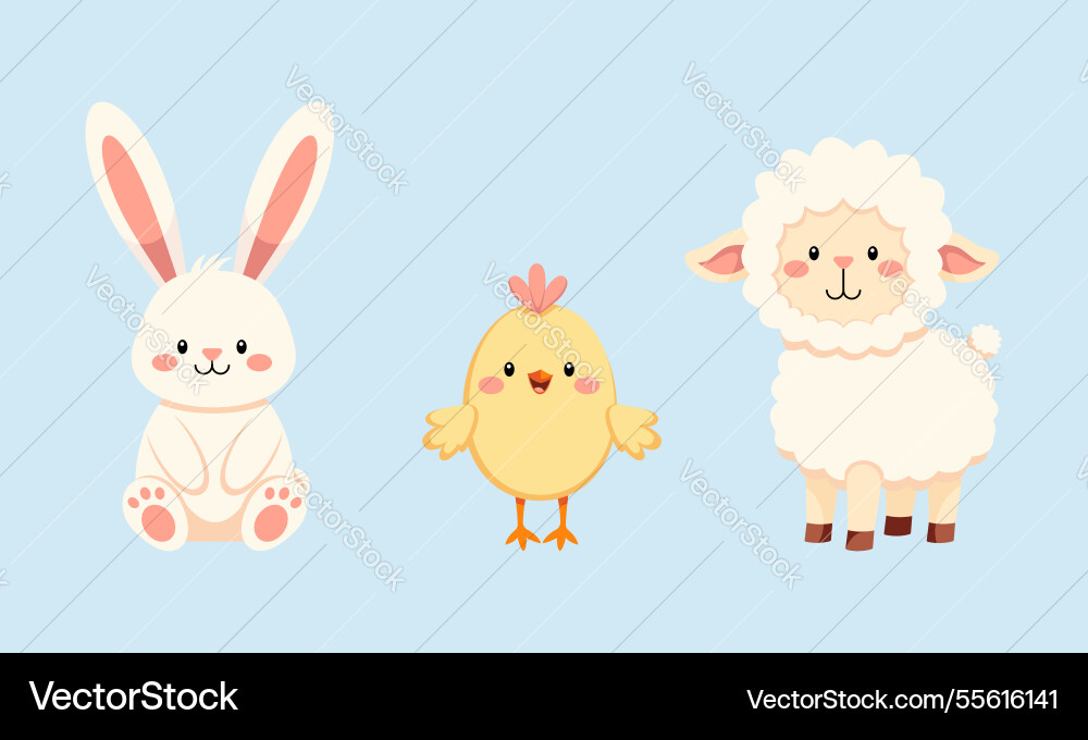 Cute easter animals Royalty Free Vector Image - VectorStock
