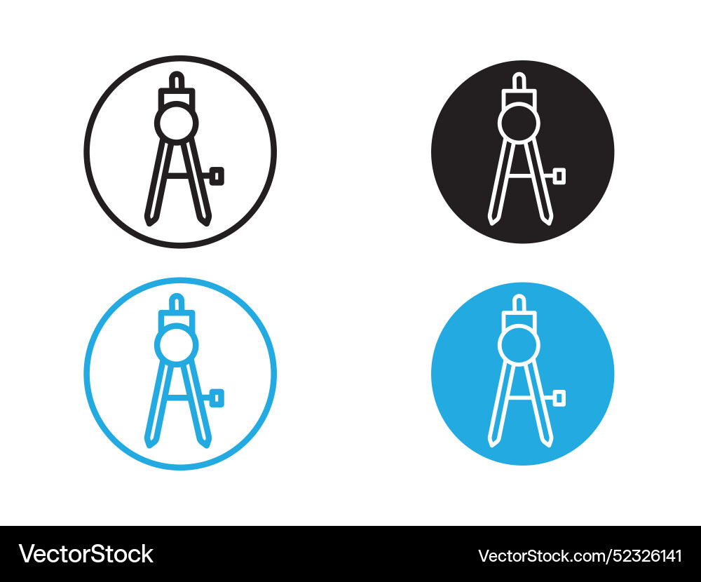 Geometric compass icon black and white outline Vector Image
