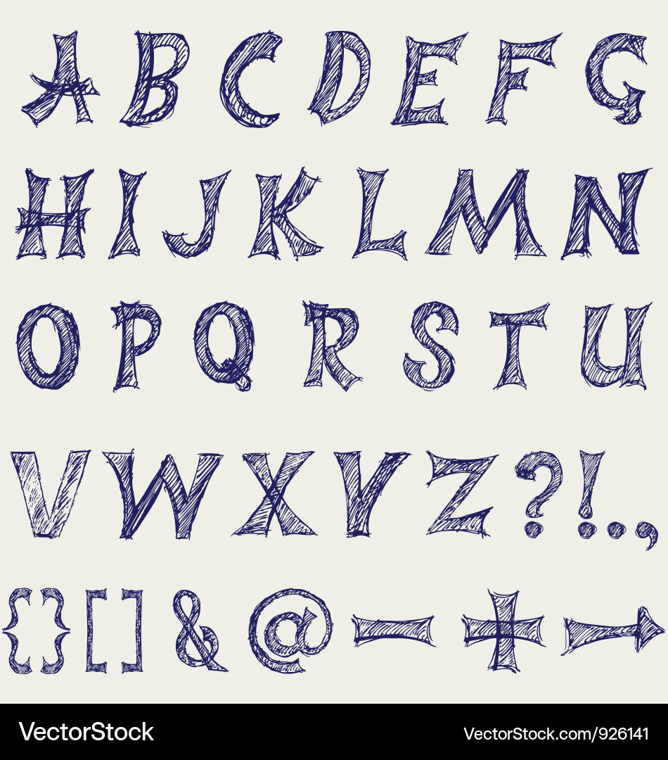 Handwritten alphabet Royalty Free Vector Image