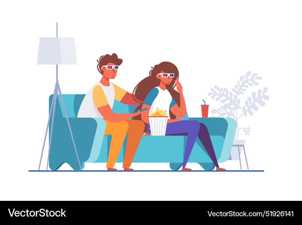 Home movie night Royalty Free Vector Image - VectorStock
