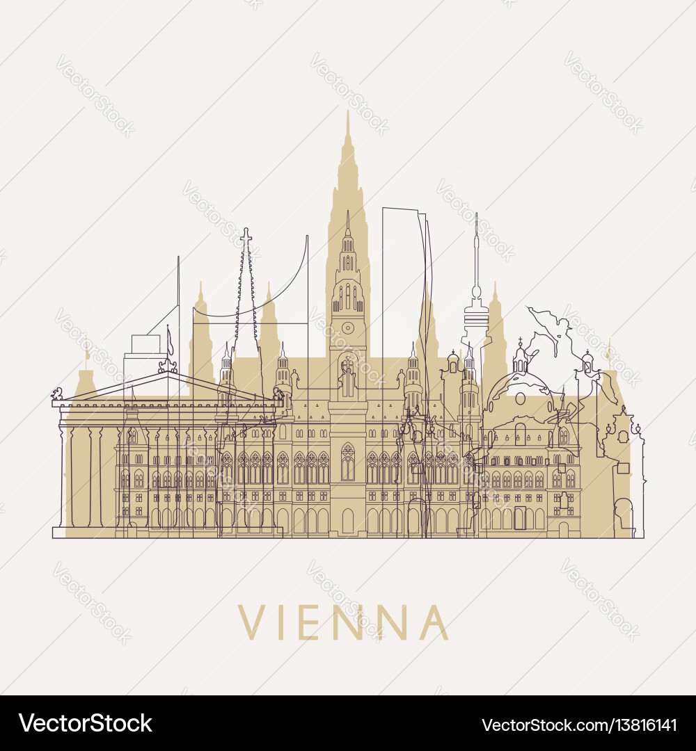 Vienna Skyline Outline Royalty Free Vector Image