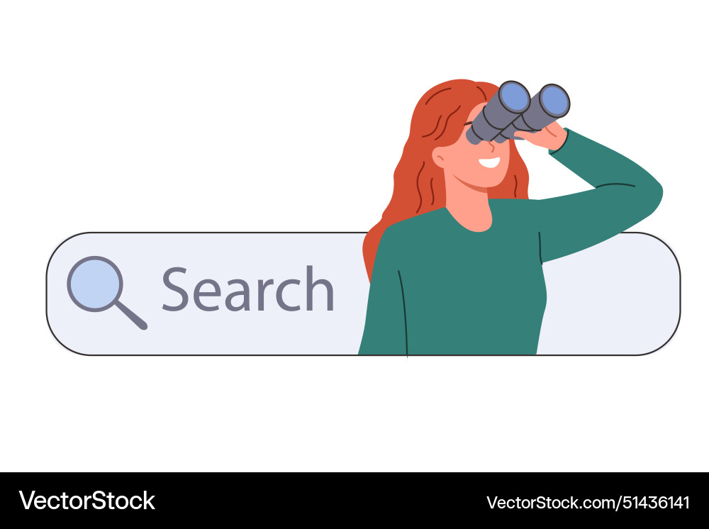 Woman uses internet search for educational Vector Image