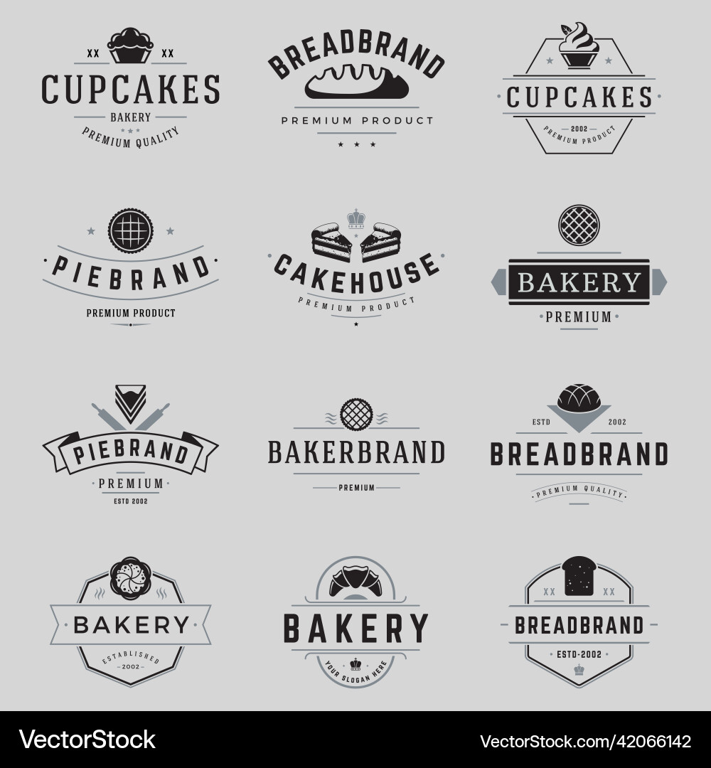 Collection minimalist bakery vintage logo Vector Image