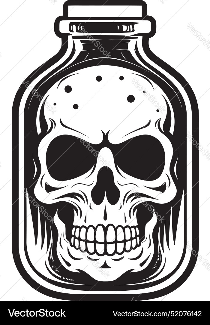 Ghostlyglass bottle contained skull logo Vector Image