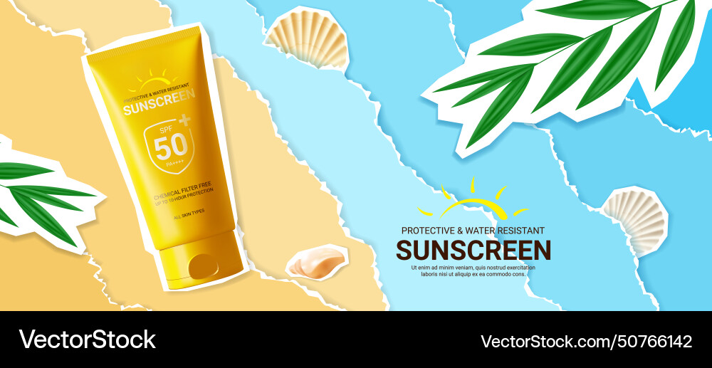 Horizontal banner for promotion sunscreen Vector Image