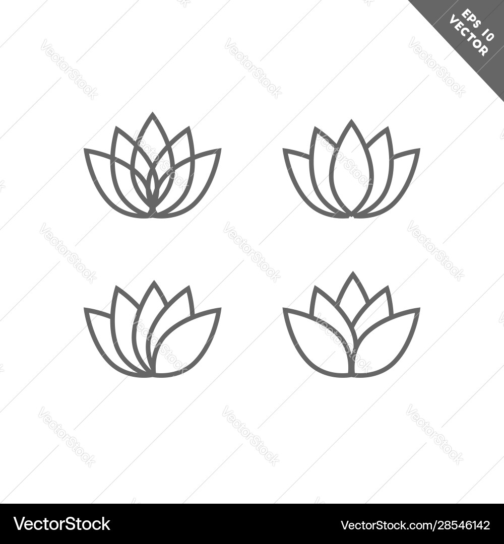 Lotus flower in line art Royalty Free Vector Image