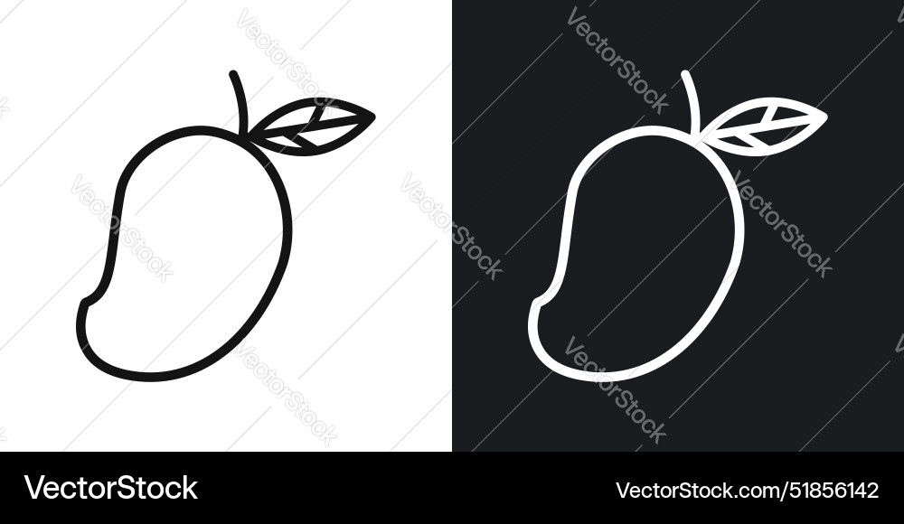 Mango icon set in black and white outlines Vector Image