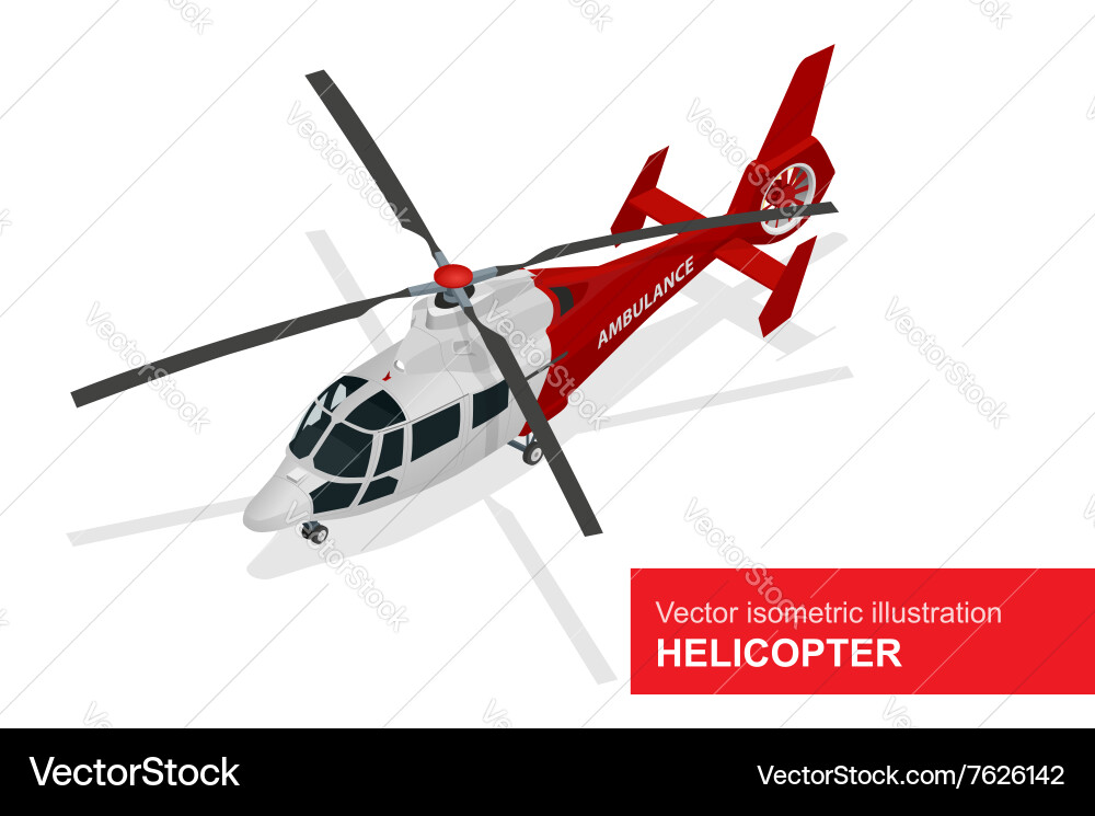 Red helicopter isometric Royalty Free Vector Image